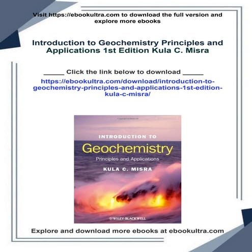 Introduction to Geochemistry Principles and Applications 1st Edition ...
