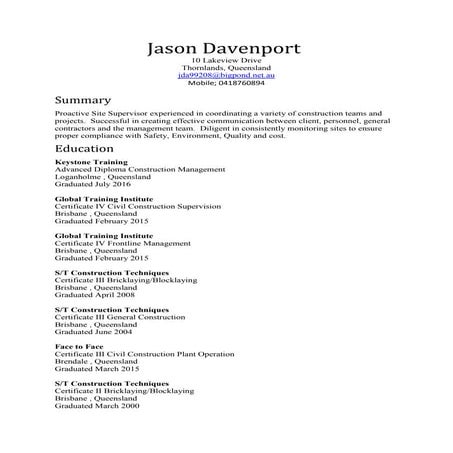 Jason Davenport Resume | PDF
