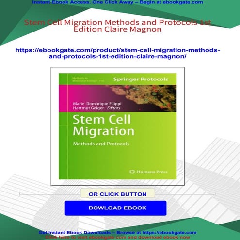 Stem Cell Migration Methods and Protocols 1st Edition Claire Magnon | PDF