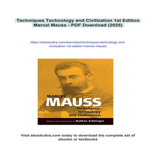 Techniques Technology and Civilization 1st Edition Marcel Mauss | PDF