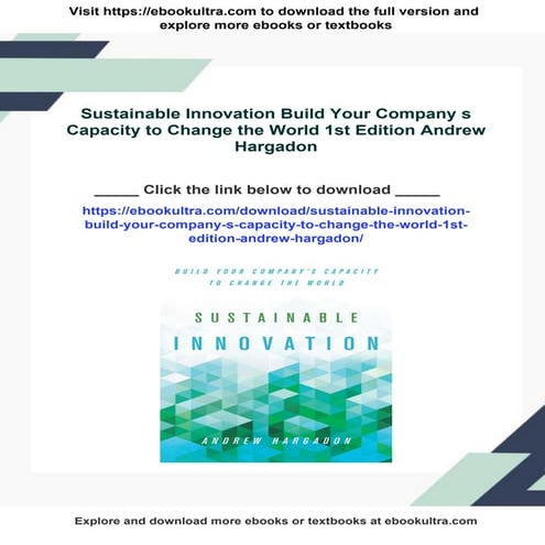 Sustainable Innovation Build Your Company s Capacity to Change the ...