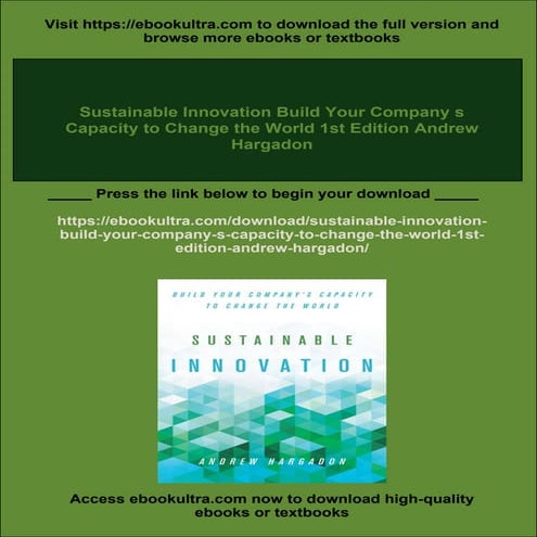 Sustainable Innovation Build Your Company s Capacity to Change the ...
