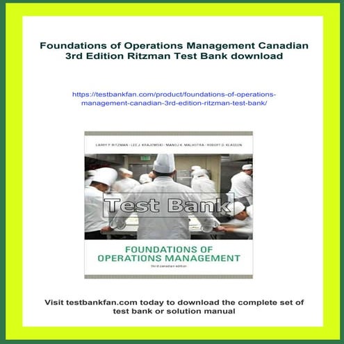 Foundations of Operations Management Canadian 3rd Edition Ritzman Test ...