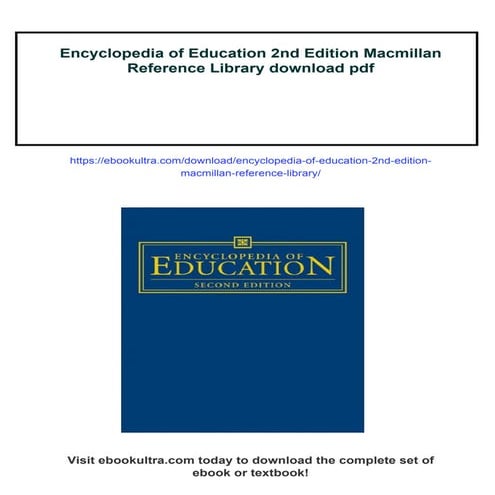 Encyclopedia of Education 2nd Edition Macmillan Reference Library | PDF