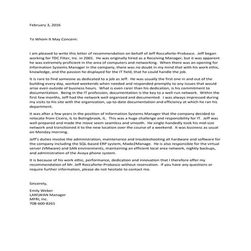 Mike Lamb Recommendation Letter | DOCX