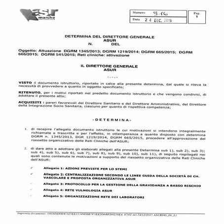 Determina Asur Marche 916 dg e allegati - Attivazione Reti Cliniche ...