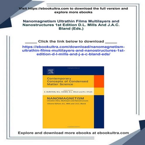 Nanomagnetism Ultrathin Films Multilayers and Nanostructures 1st ...