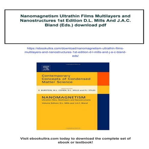 Nanomagnetism Ultrathin Films Multilayers and Nanostructures 1st ...