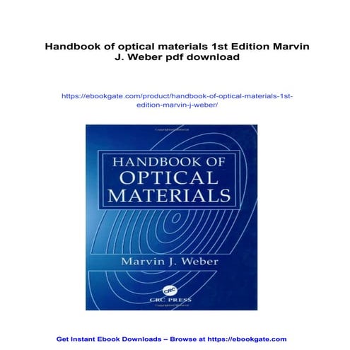 Handbook of optical materials 1st Edition Marvin J. Weber | PDF