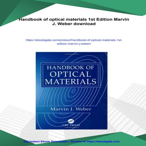 Handbook of optical materials 1st Edition Marvin J. Weber | PDF