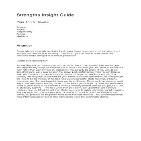 GALLUP Strengths - Top 5 | DOCX