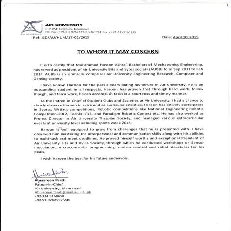 REFERENCE LETTER 1 | PDF