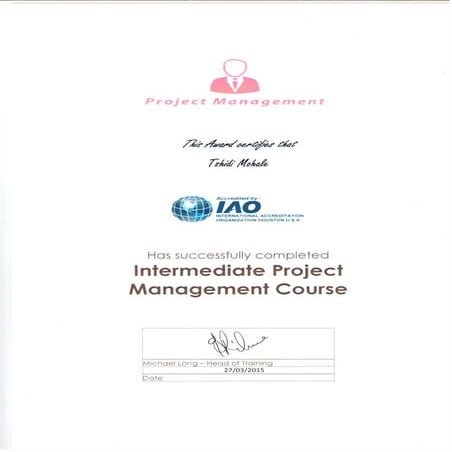 Project Management Certificate | PDF