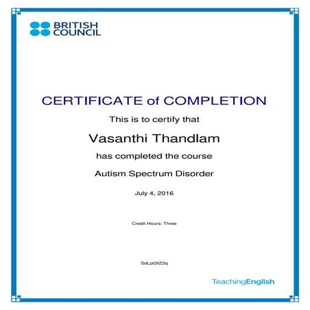 Certificate_-_Autism_Spectrum_Disorder | PDF
