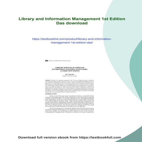 Library and Information Management 1st Edition Das | PDF