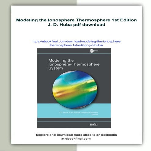 Modeling the Ionosphere Thermosphere 1st Edition J. D. Huba | PDF