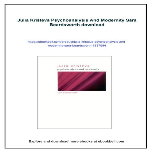 Julia Kristeva Psychoanalysis And Modernity Sara Beardsworth | PDF