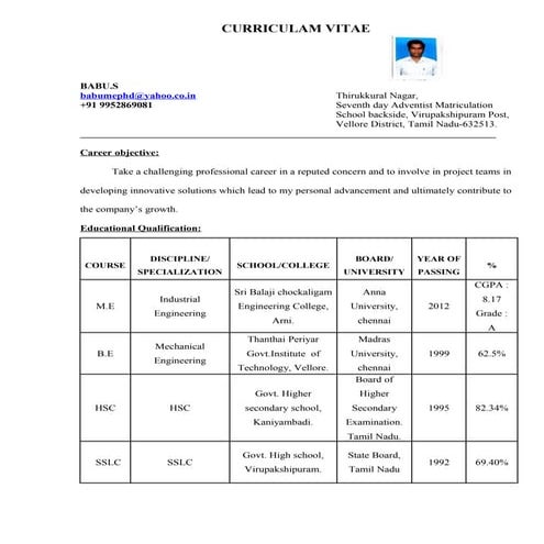 BABU RESUME | DOC