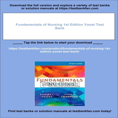 Fundamentals of Nursing 1st Edition Yoost Test Bank | PDF