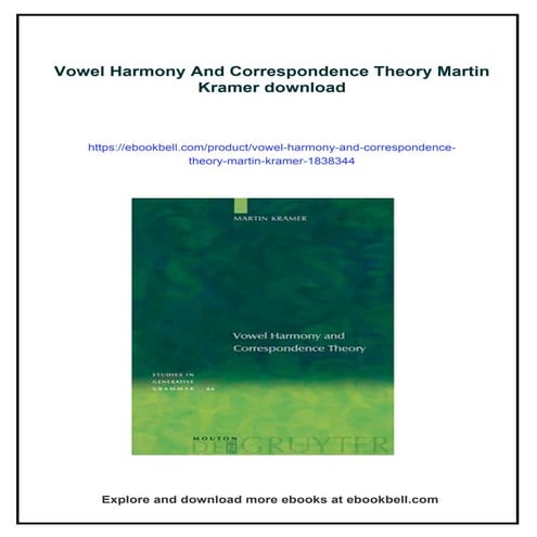 Vowel Harmony And Correspondence Theory Martin Kramer | PDF