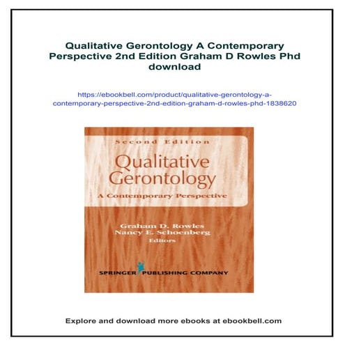 Qualitative Gerontology A Contemporary Perspective 2nd Edition Graham D ...