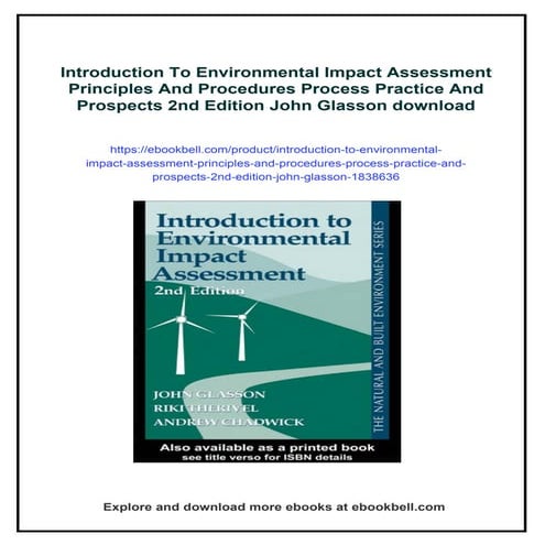 Introduction To Environmental Impact Assessment Principles And ...