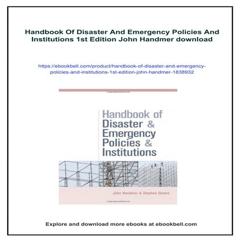 Handbook Of Disaster And Emergency Policies And Institutions 1st ...