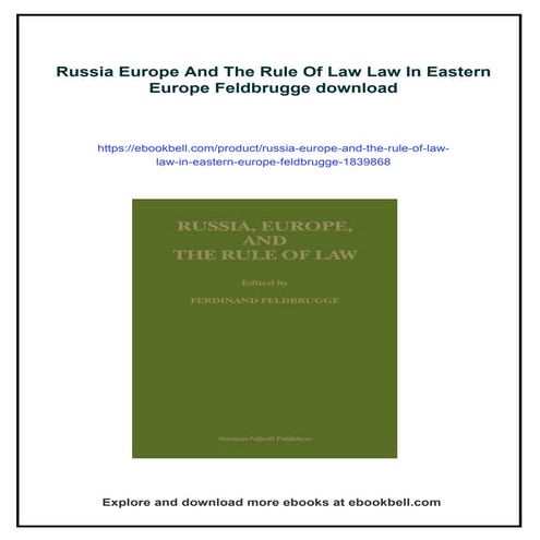 Russia Europe And The Rule Of Law Law In Eastern Europe Feldbrugge | PDF