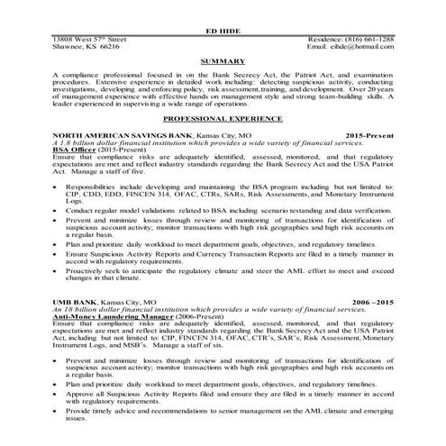 John Sepulveda, MBA, CAMS Resume | PDF