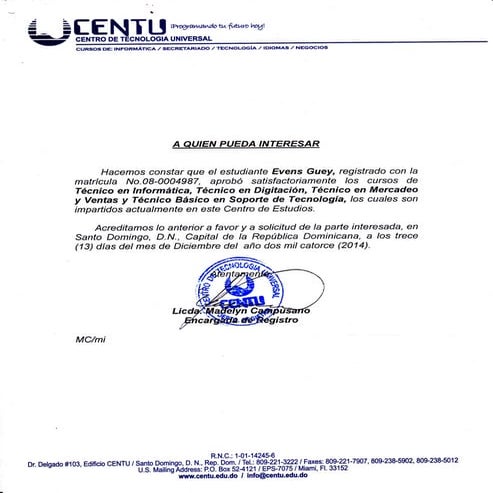 Certificacion-de-Estudios_CENTU | PDF