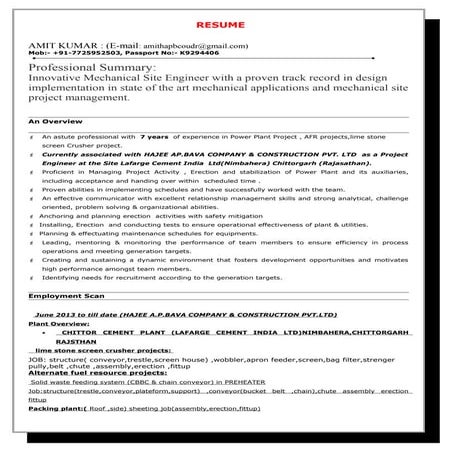 amit resume - Copy | DOC | Civil Engineering Industry | Industries