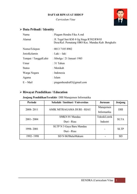 CV Parama_data_unit Taufik | PDF