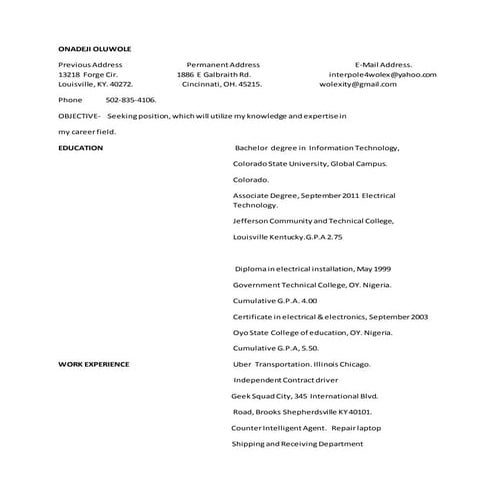 Resume 2 | DOCX | College Education | Education