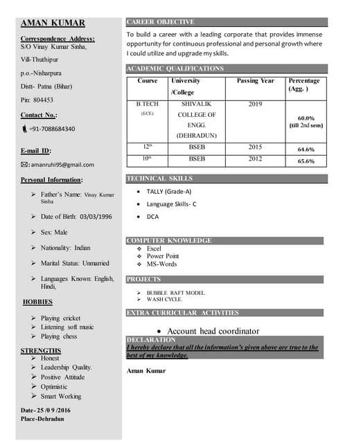 Tamil Resume Template | PDF