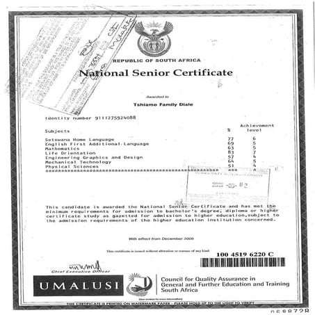 matric certicate and supporting documents | PDF