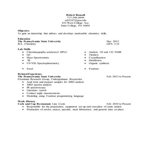 Bonsall Robert resume update | DOCX