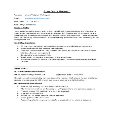 Alan Horman New CV 2016 (1) | DOCX