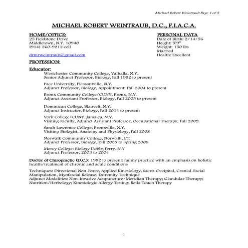 CV-Michael Weintraub, DC 2016 | PDF