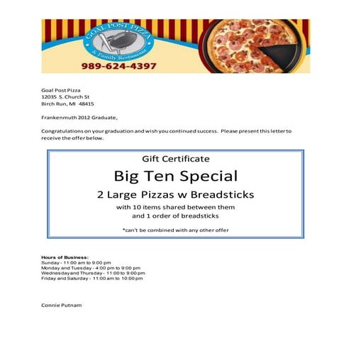 Goal Post Pizza | DOCX