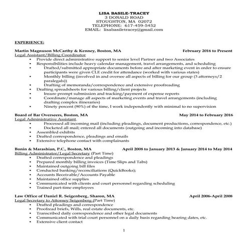 Basile-Tracey Updated Resume | DOC