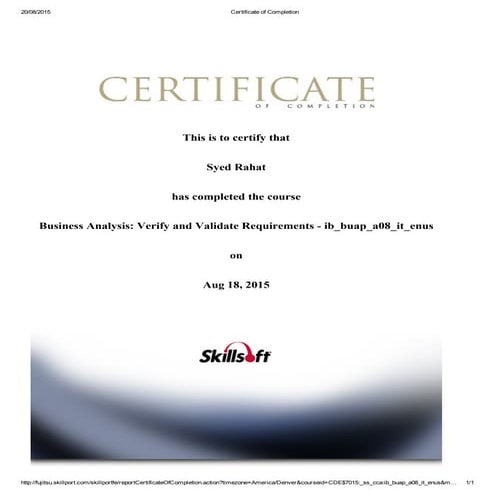 Certificate of Completion(Verify and Validate Requirements) | PDF ...