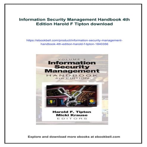 Information Security Management Handbook 4th Edition Harold F Tipton | PDF