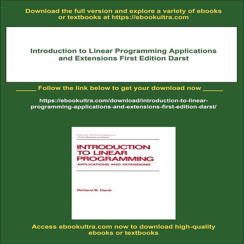 Introduction To Linear Programming Applications And Extensions First