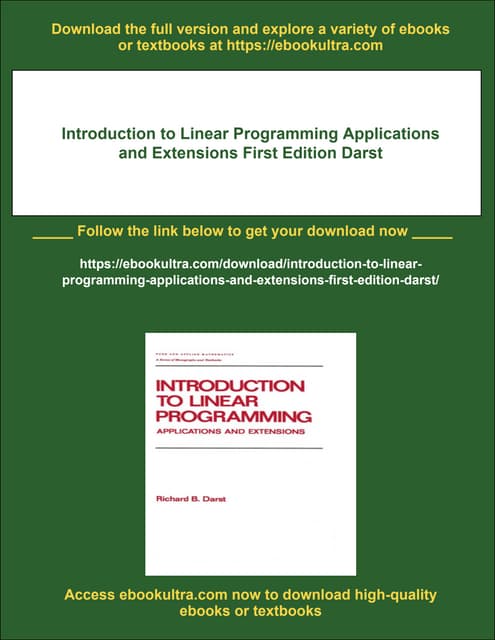 Introduction To Linear Programming Applications And Extensions First