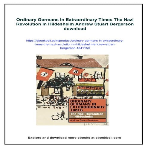 Ordinary Germans In Extraordinary Times The Nazi Revolution In ...