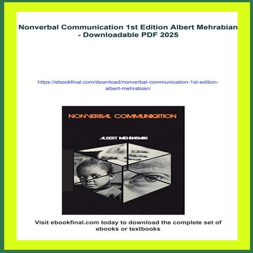 Nonverbal Communication 1st Edition Albert Mehrabian | PDF