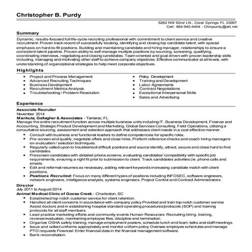 Christopher B Purdy Resume 1 | DOCX | Resume Writing and Advice | Job Search