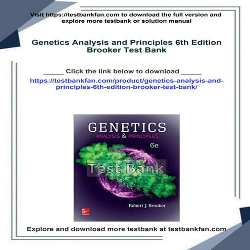 Genetics Analysis and Principles 6th Edition Brooker Test Bank | PDF