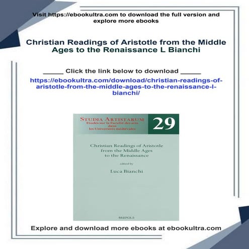 Christian Readings of Aristotle from the Middle Ages to the Renaissance L Bianchi | PDF