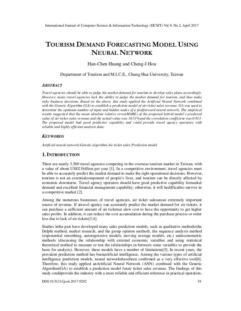 Tourism Demand Forecasting Model Using Neural Network 5599